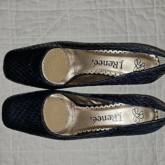 J.Renee | Shoes | J Renee Heels Snake Leather Blue Square Toe Heels ...